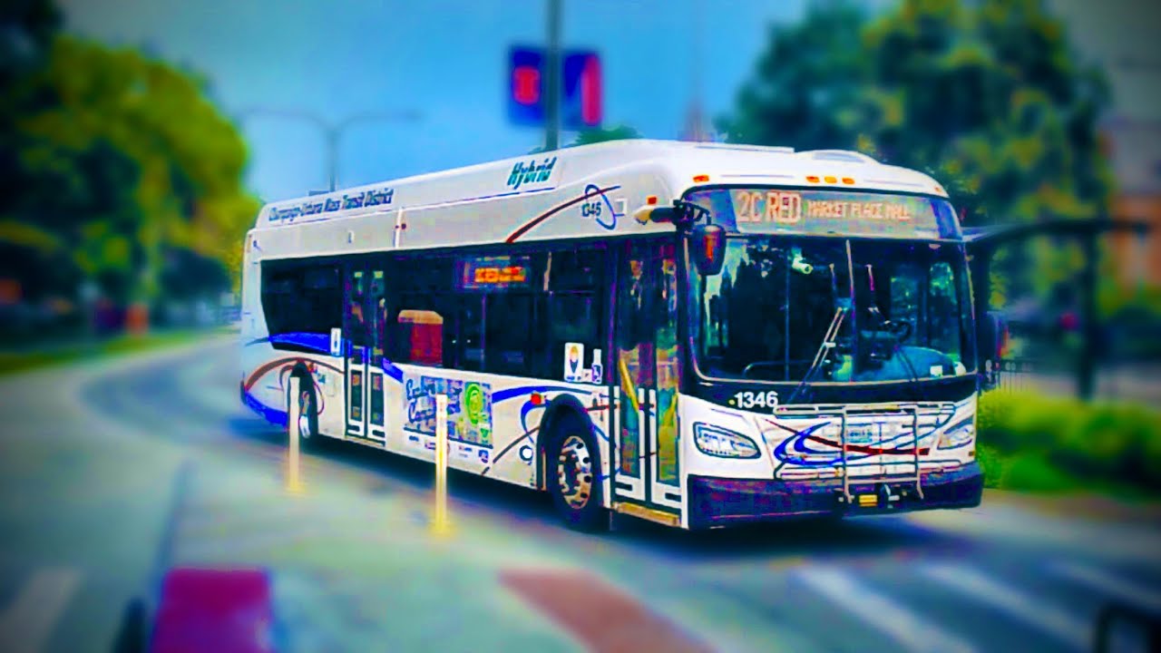 CUMTD CLIP #47: 2012 NewFlyer XDE40 - ROUTE 2 C (CHAMPAIGN) RED - #1346 ...