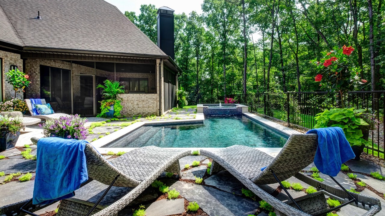 Dillon Homes - Drone Shots of New Pool/Spa + Outdoor Living Space - YouTube