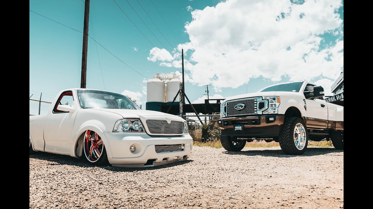 Bagged 97 Ford on Raceline Wheels & Lifted 2020 Single Cab Dually F350 ...