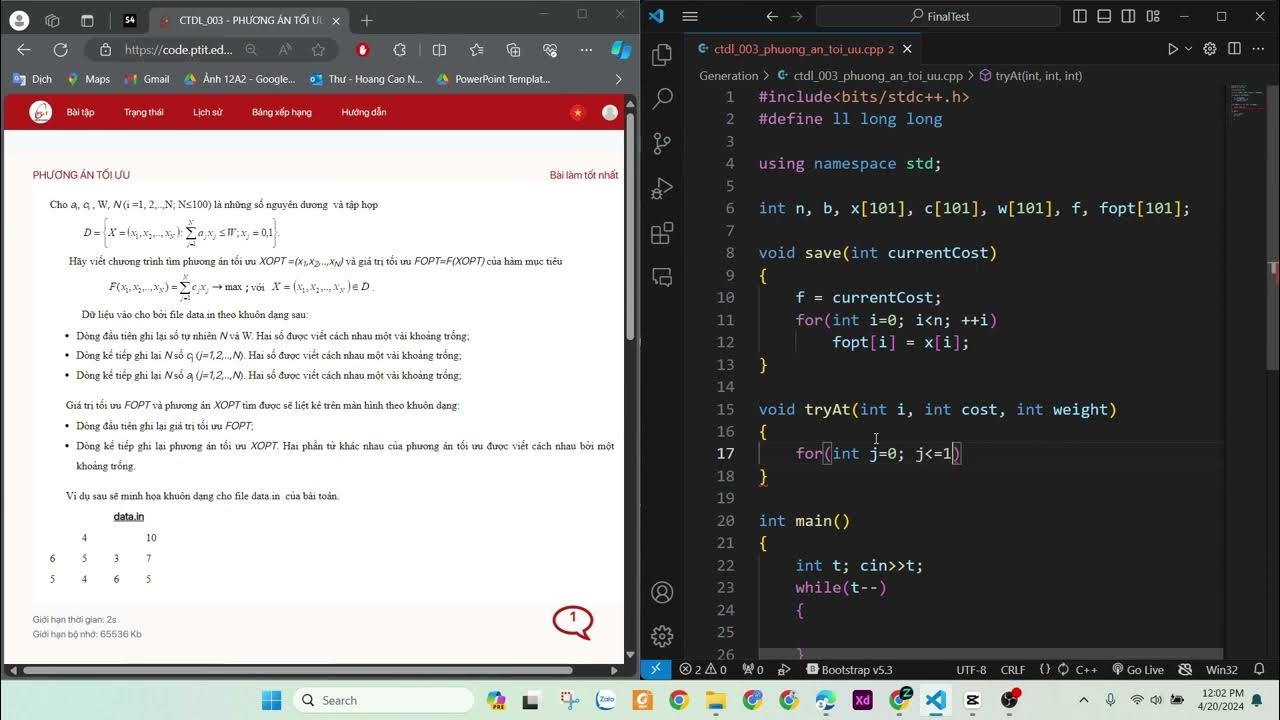 DSA with C++ | CODEPTIT | Sinh kế tiếp | CTDL_003 - Phương án tối ưu - YouTube