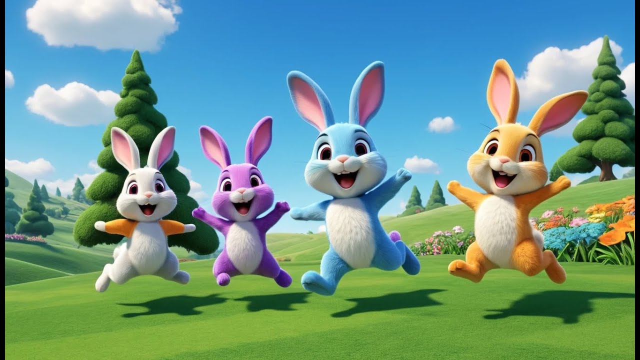 Five Little Bunnies Jumping on the Ground | Energetic Rhyme | Fun Sing ...