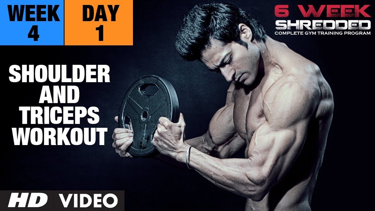 Week 4: Day 1 - Shoulder, Triceps and Upper Abs Workout | Guru Mann 6 ...