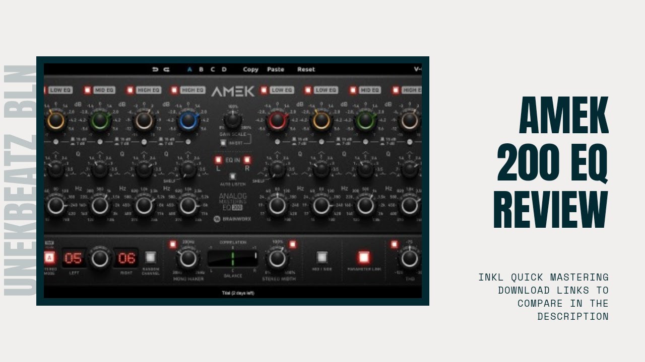 AMEK 200 EQ #NOTALKING PLUGIN PREVIEW A/B - MASTERING EQ by PLUGIN ...