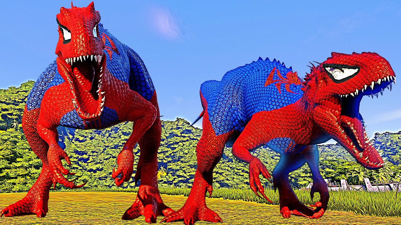 Jurassic World Evolution – Spiderman Vs Indominus Rex Vs Tyrannosaurus Dinosaurs Fight! - YouTube