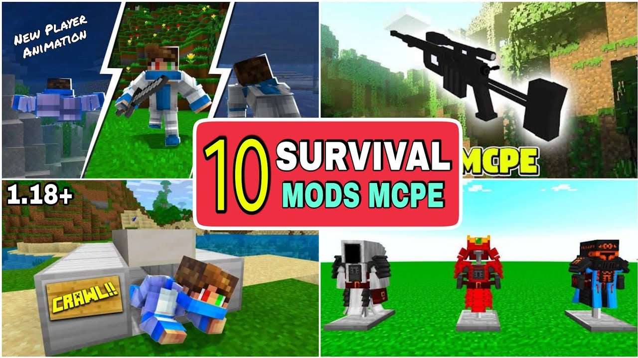 Top 10 Best Survival Mods For Minecraft PE 1.18+ || Best Minecraft Mods ...
