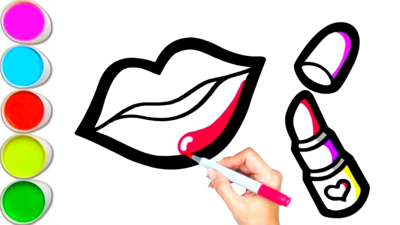 how to draw lips, lipstick | easy step by step makeup drawing |Lips ...