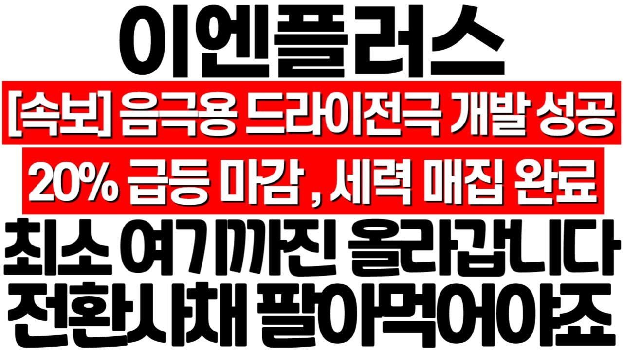 이엔플러스 주가 전망 긴급 속보 음극용 드라이전극 개발 성공 내일 대응 전략 목표가 공유 이엔플러스 2차전지 이엔