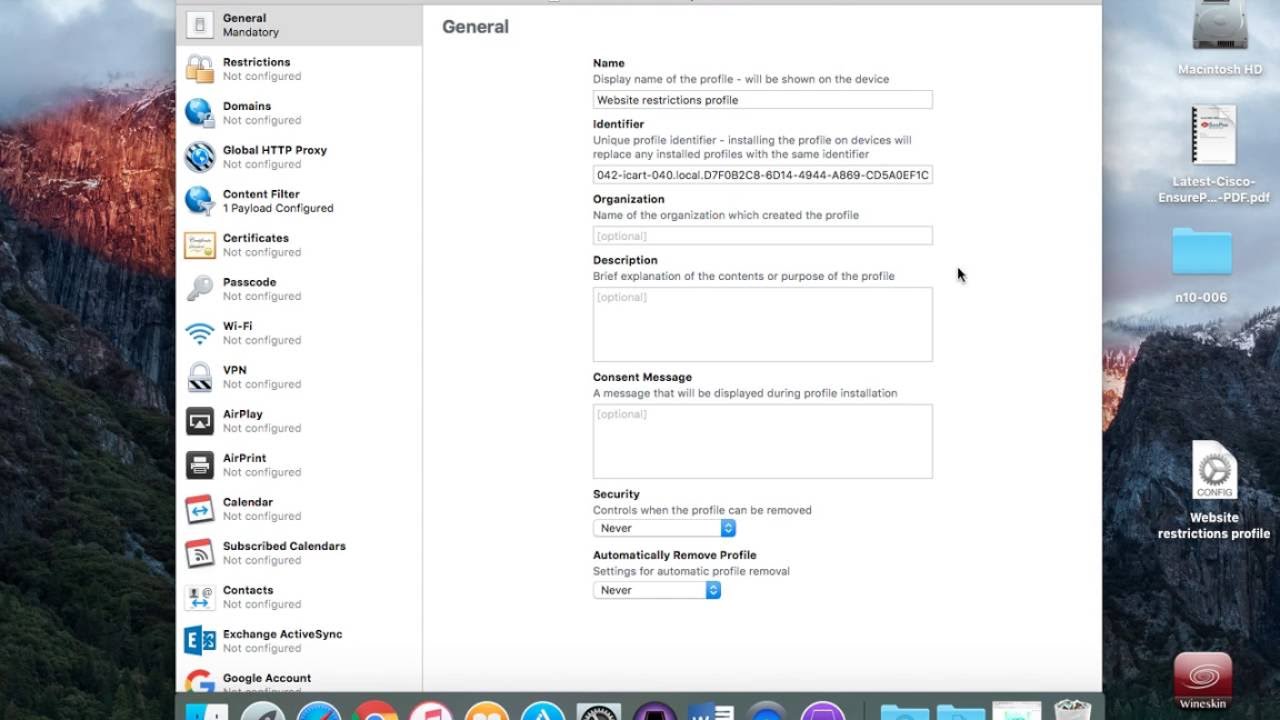 Creating profile on Apple Configurator 2 - YouTube
