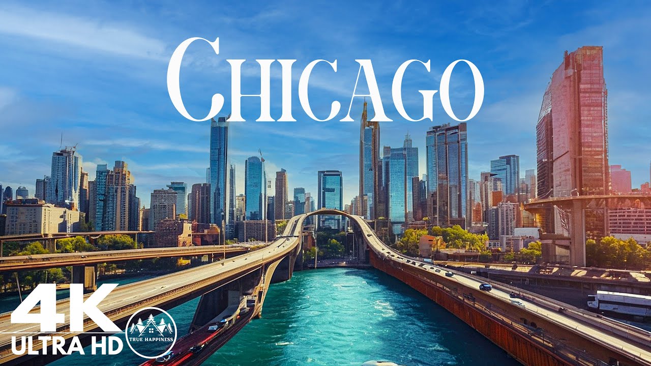 FLYING OVER CHICAGO (4K UHD) - Relaxing Music Along With Beautiful ...