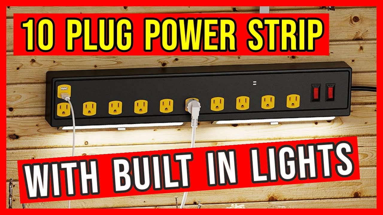 10 Outlet Heavy Duty Power Strip with 2 USB and LED Work Lights - YouTube