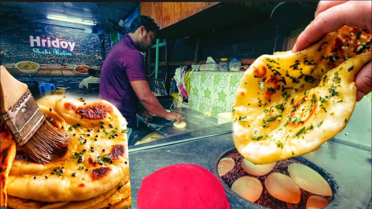 Bangladeshi Buttery Garlic Naan | Street Food of Bangladesh | Polli ...