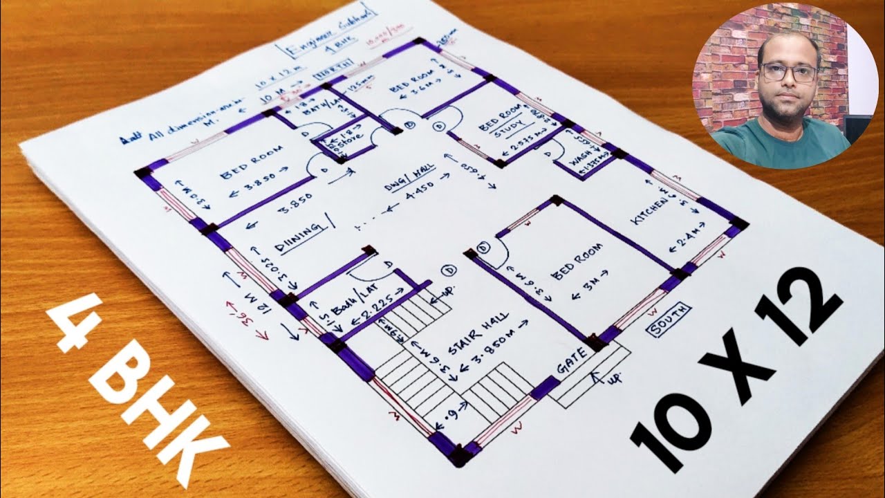 10x12m house design with 4 bedrooms - YouTube