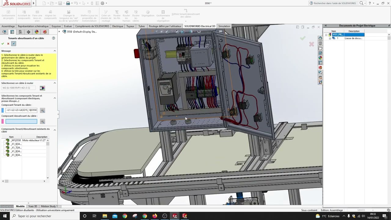 SOLIDWORKS ELECTRICAL: #29-1 Routage 3D câble W1 - YouTube