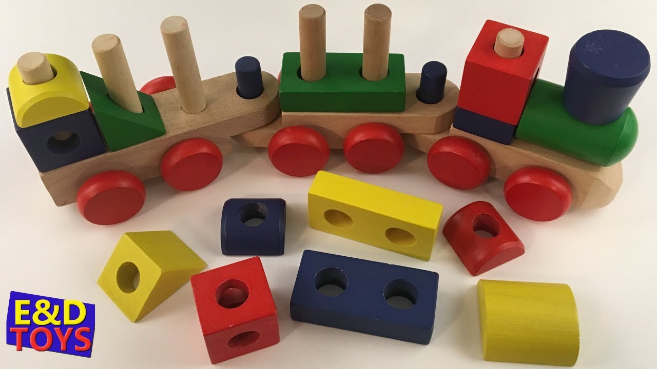 Melissa & Doug Wooden Stacking Train - YouTube