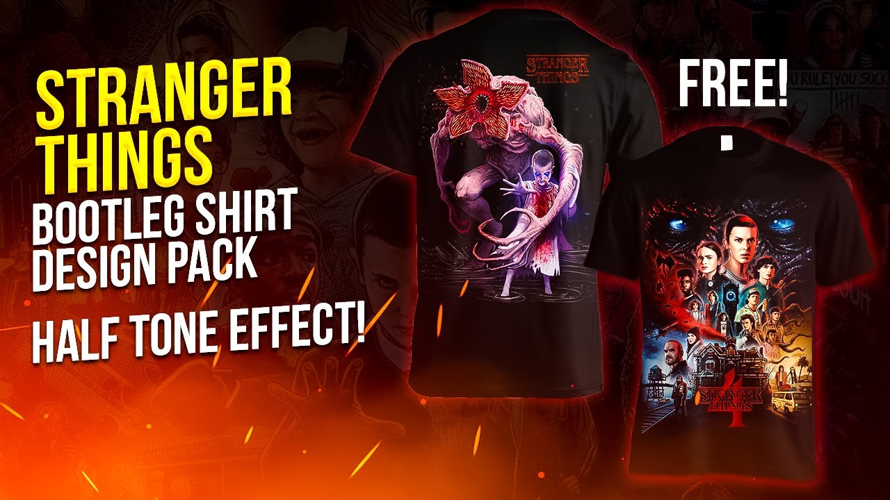 STRANGER THINGS BOOTLEG HALFTONE SHIRT DESIGN PACK - YouTube