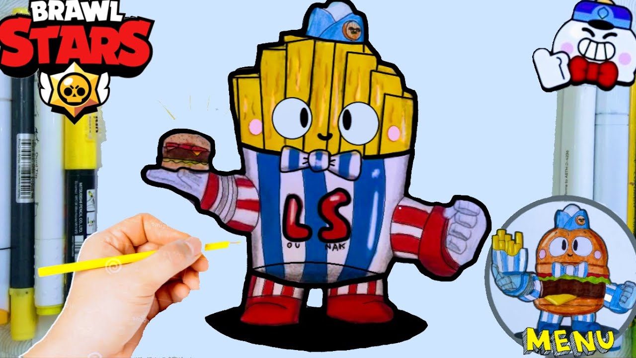 How to Draw FRIES LOU 🍟 NEW SKIN easily | Brawl Stars \ Comment ...