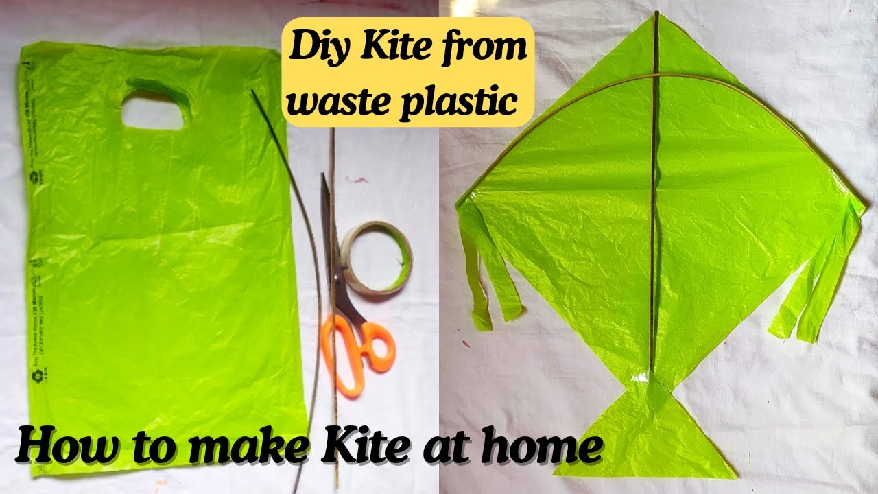 How to make kite at home || How to make kite from plastic bag || diy ...