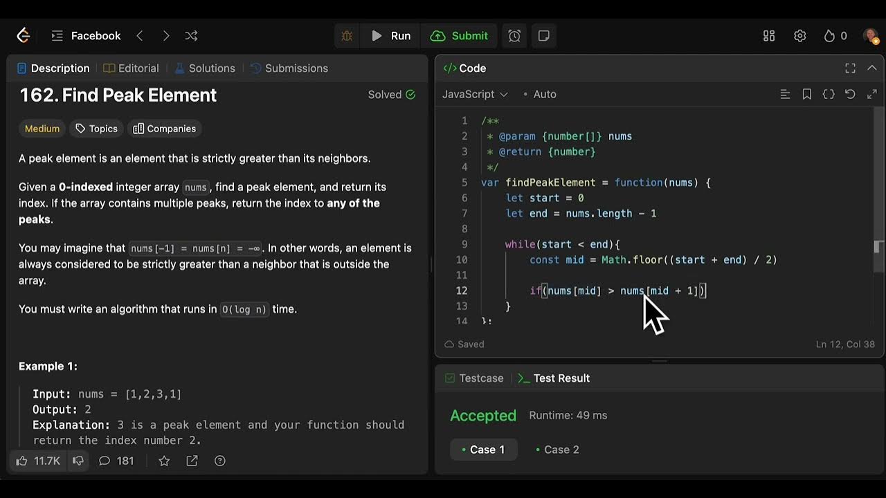 Facebook Leetcode Interview Questions Find Peak Element Youtube