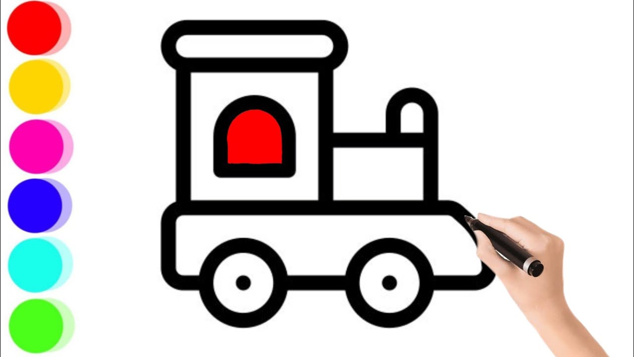 Toy train drawing | train drawing | kids toy train drawing - YouTube