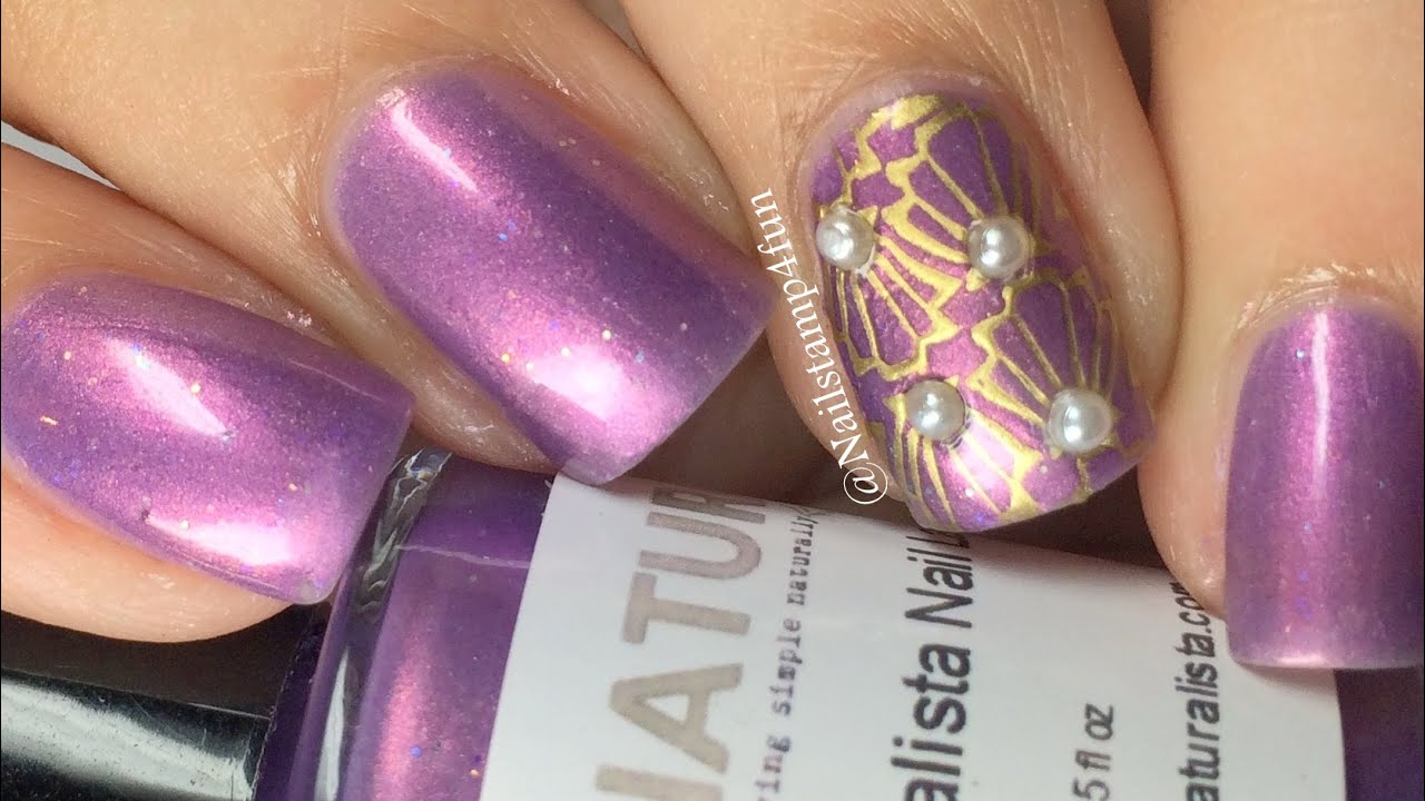 Sea Shells with Pearls: Summer Manicure Nail Stamping - YouTube