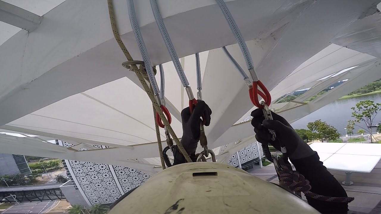 rope access canopy maintenance - YouTube