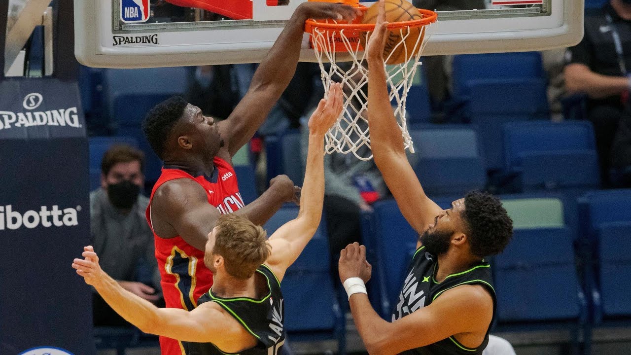 Zion Williamson takes flight and drops a hammer on Jake Layman and Karl ...