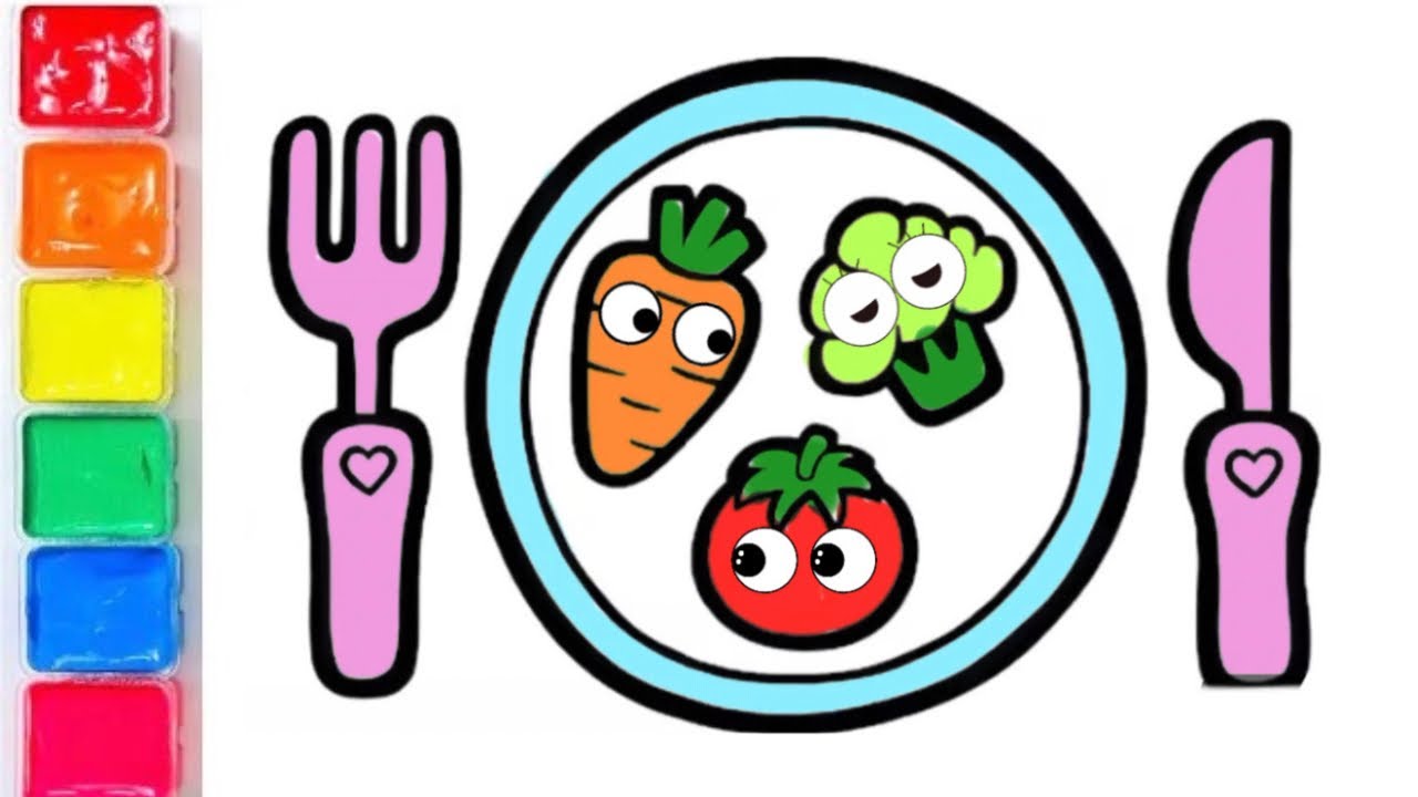 Vegetable 🥗 Dish Drawing || Coloring Drawing for kids , toddlers ...