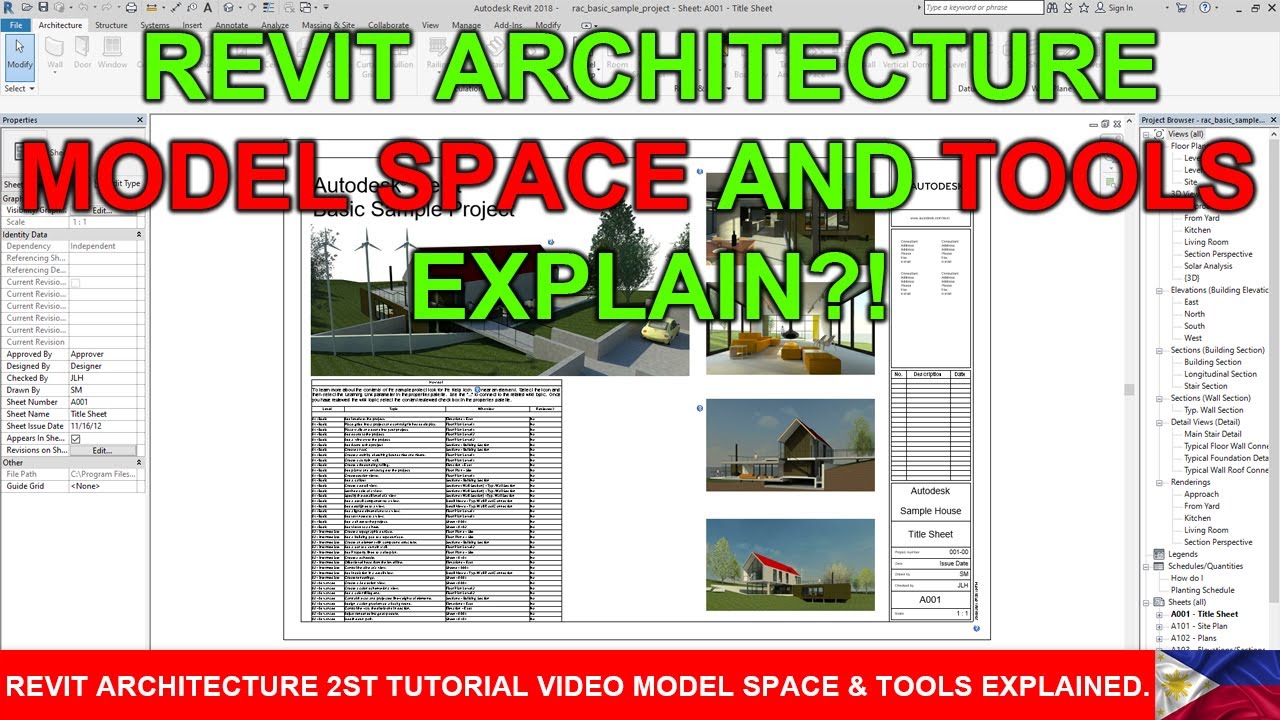 REVIT ARCHITECTURE MODEL SPACE AND TOOLS EXPLAIN - YouTube