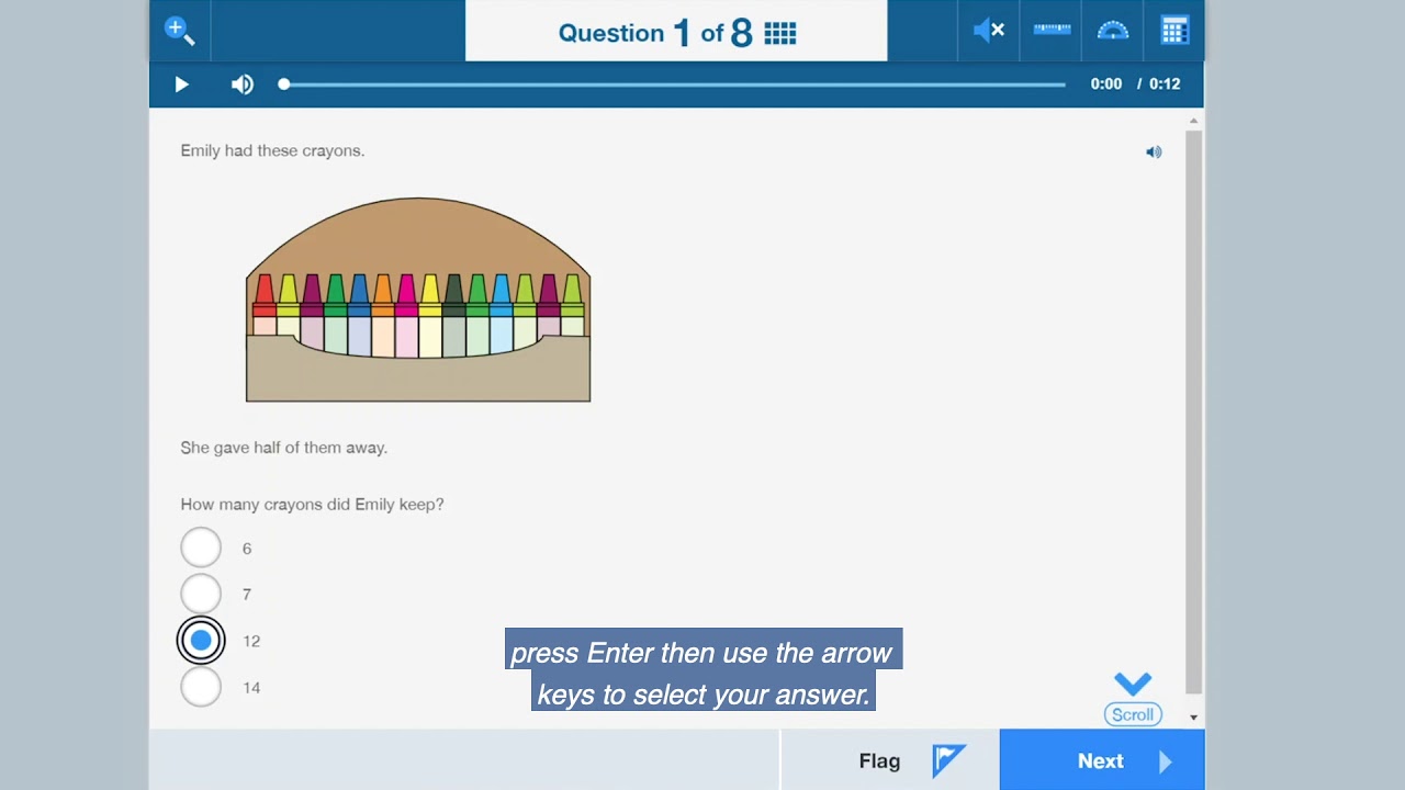 Using your keyboard to answer a multiple-choice question that requires ...