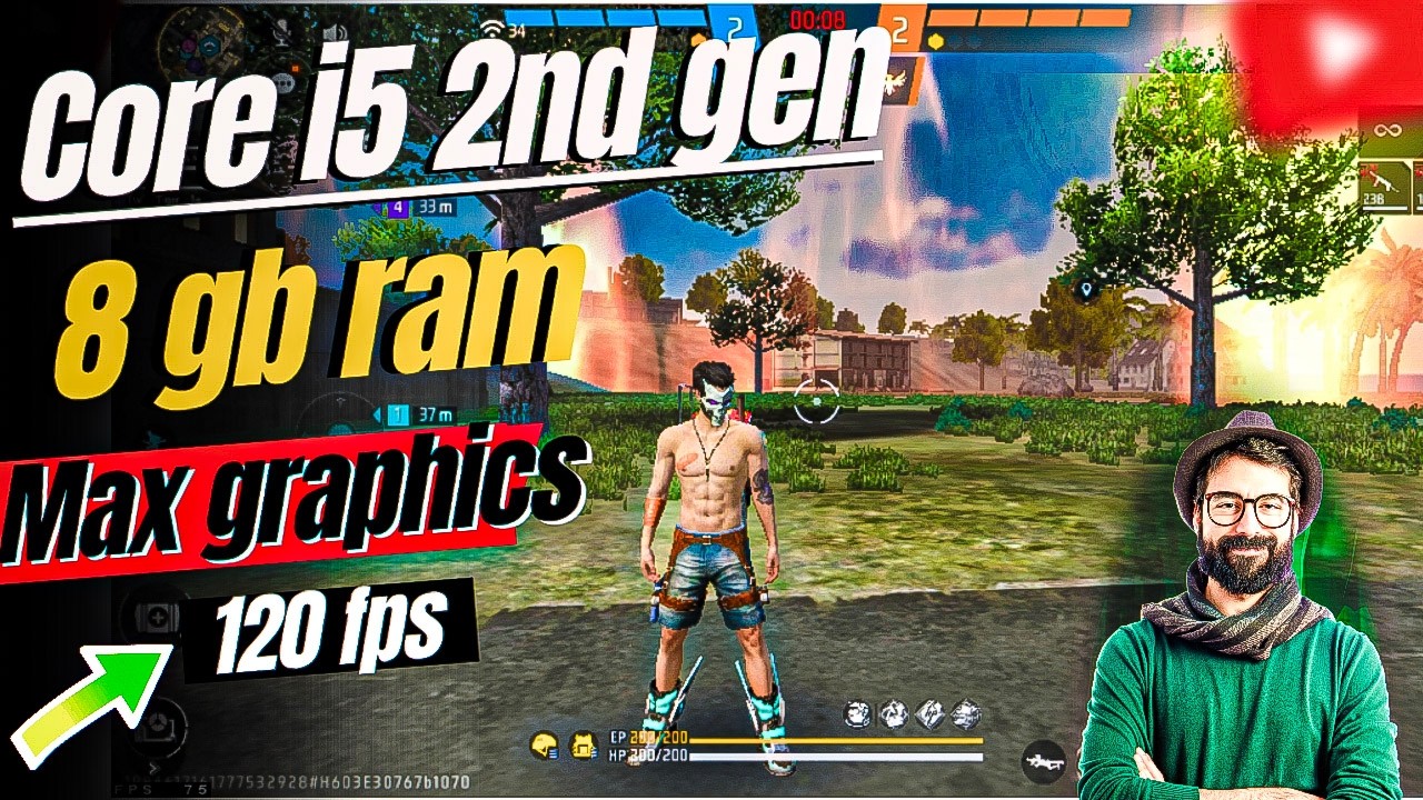 FREE FIRE MAX GRAPHICS core i5 2nd gen gameplay 8 gb ram 120 fps - YouTube
