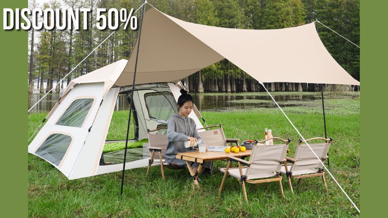 Tent Tarp 2 in 1 Pop Up Tents for Camping Automatic Setup Waterproof 4 ...