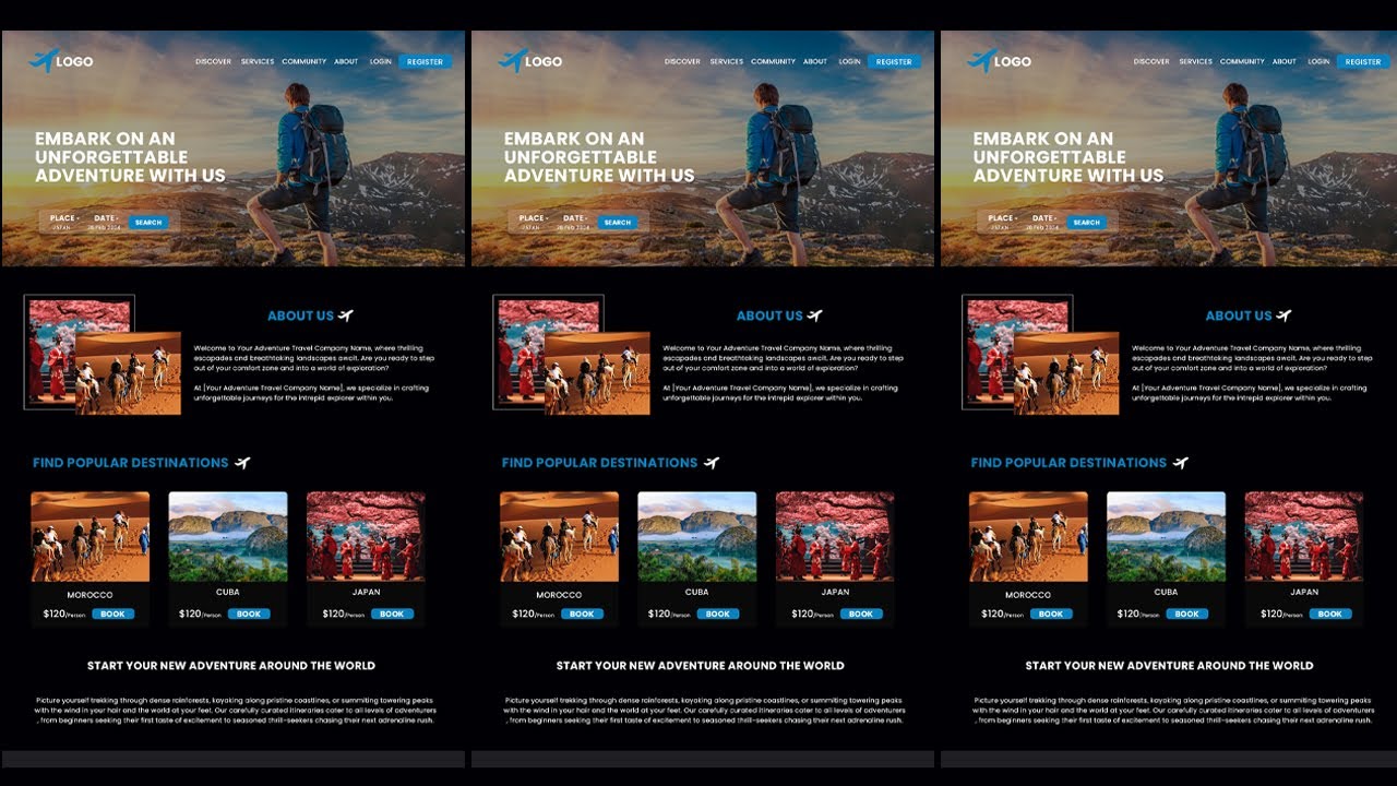 Web Template Design In Photoshop for Beginner | Landing Page Design In ...
