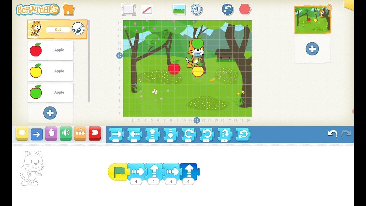 ScratchJr - Cat collects apples (p1) - YouTube