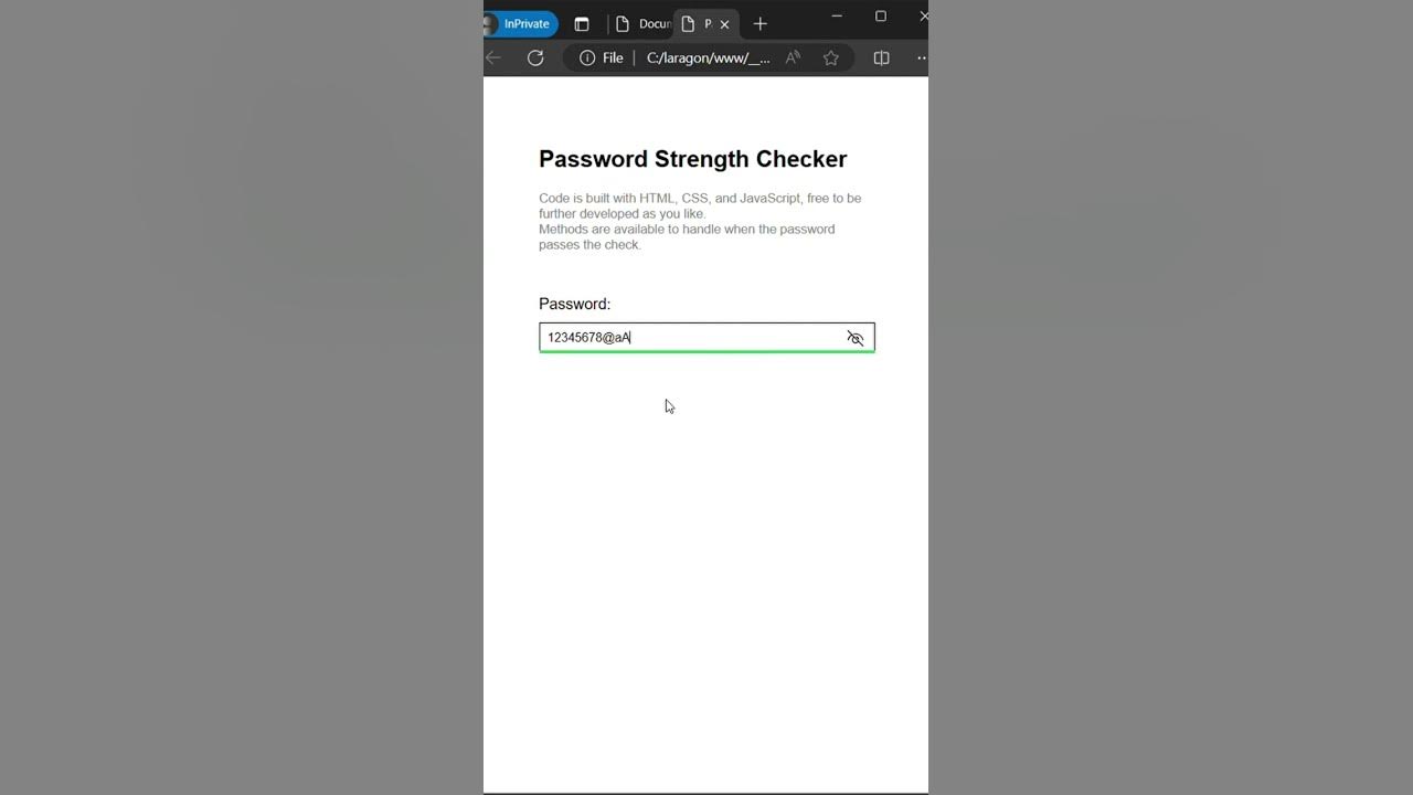 Password Strength With Html Css And Javascript Shorts Html Css Javascript Youtube