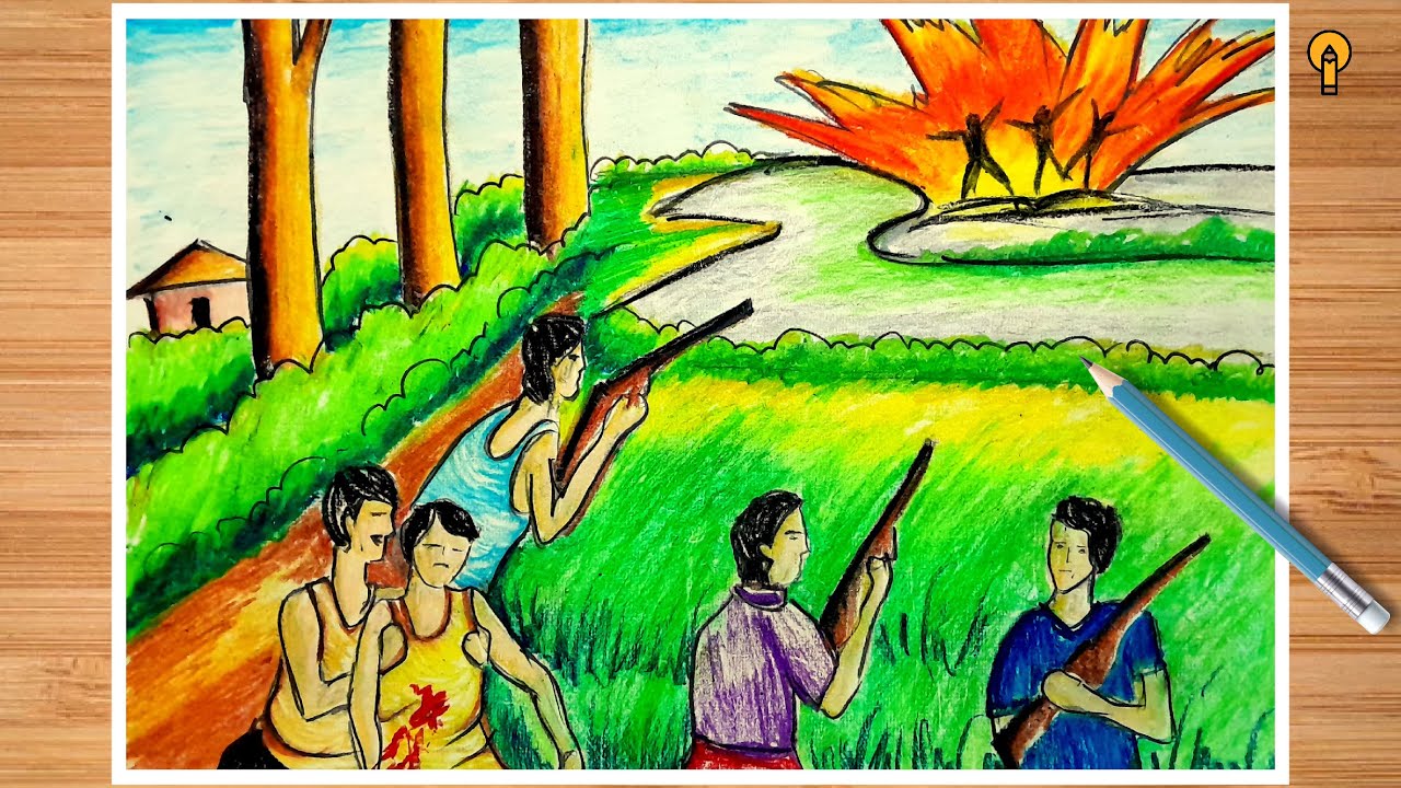 মুক্তিযুদ্ধের ছবি আঁকা || Easy Muktijoddha Drawing || How to Draw ...