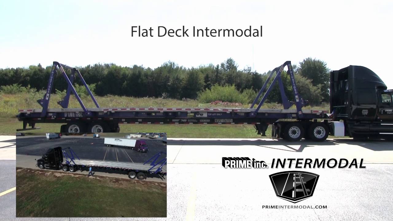 Prime Inc Flat Deck Intermodal with aerial - YouTube