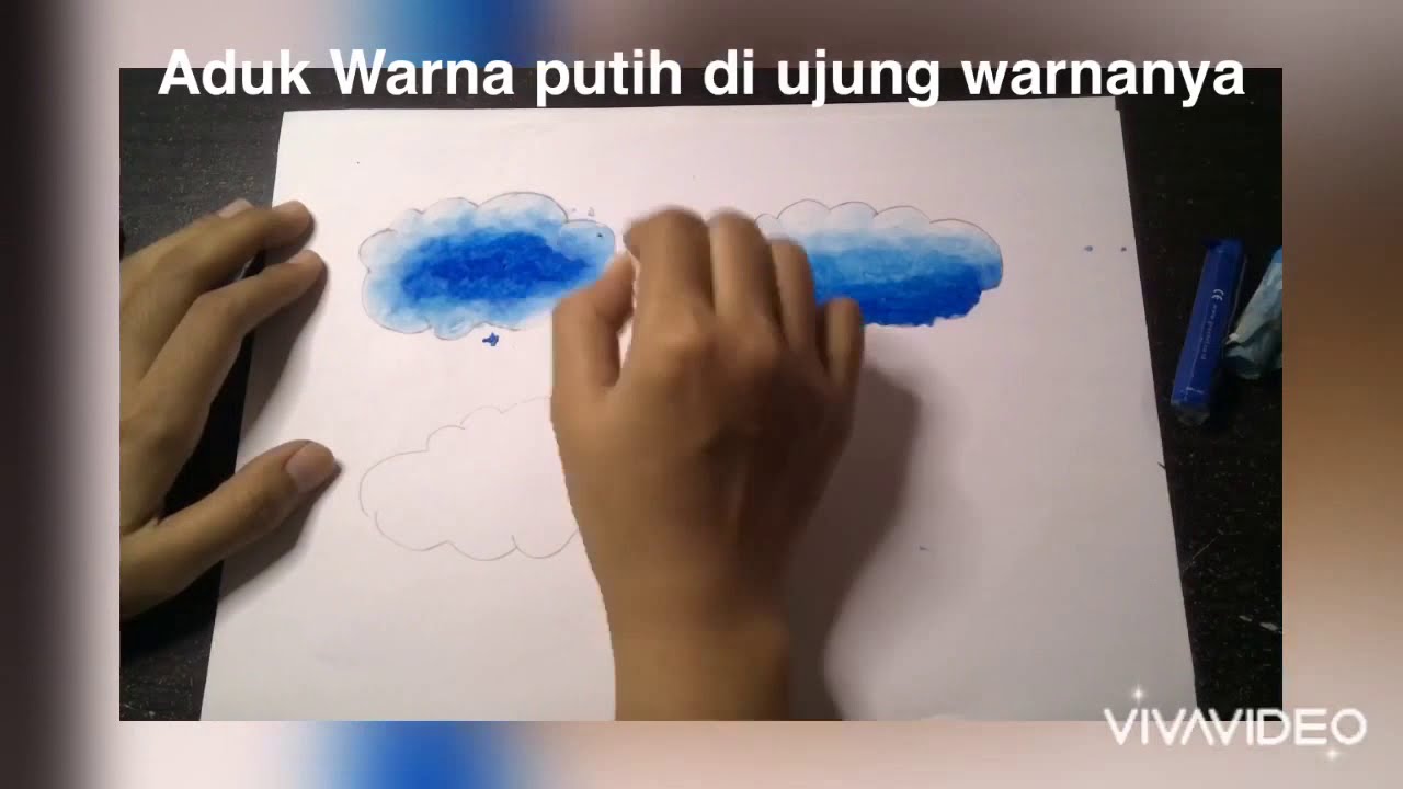 Cara mewarnai gradasi awan dengan crayon - YouTube