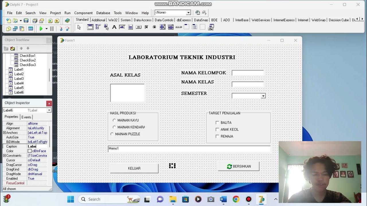 UAS PEMOGRAMAN "VISUAL COMPONENT LIBRARY" MENGGUNAKAN BORLAND DELPHI 7 - YouTube