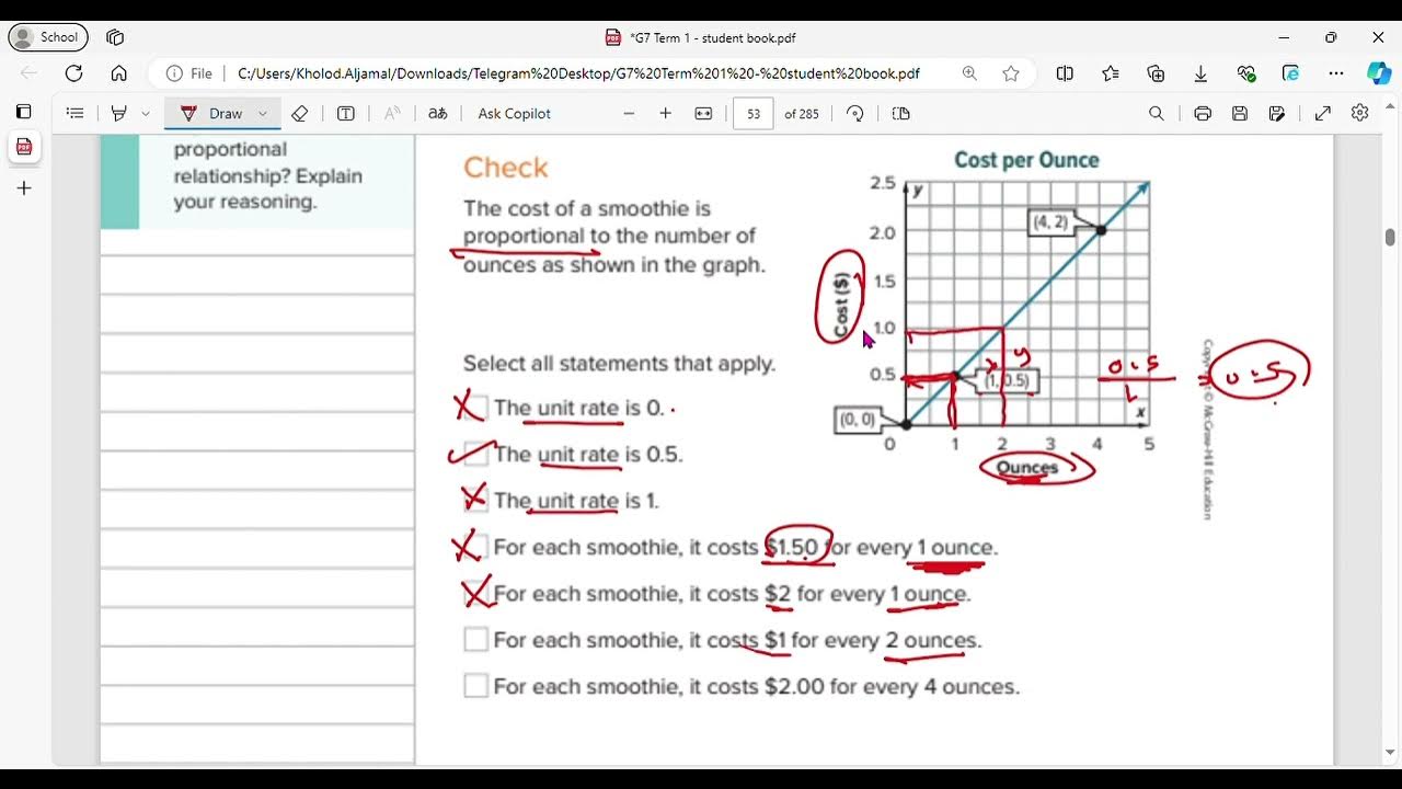 reveal math grade 7 lesson 1-4 graphs of proportional relationships ...