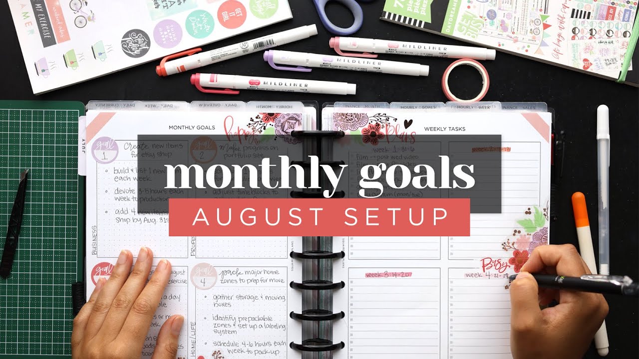 PLAN WITH ME :: SETTING UP MY AUGUST MONTHLY GOALS FOR PRODUCTIVITY ...