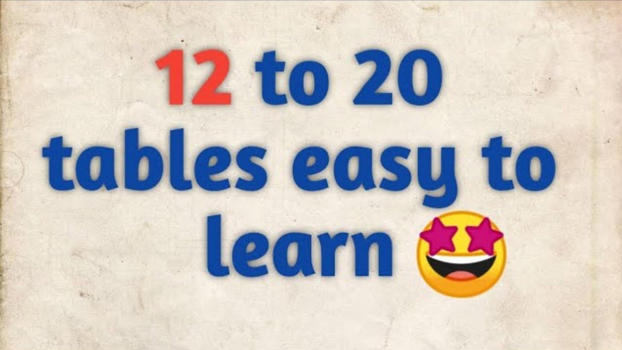 Easy Learn To 12 To 20 Tables you Will Never Forget YouTube Easy Learn To 12 To 20 Tables you Will Never Forget YouTube