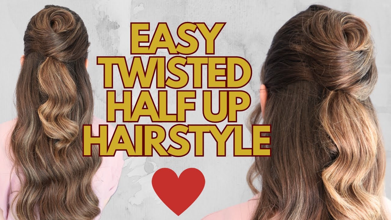 EASY twisted half up half down wavy hairstyle - YouTube