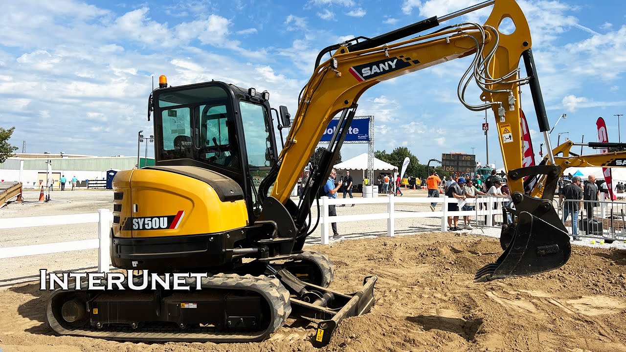 SANY SY50U Excavator Demonstration at 2023 Utility Expo - YouTube