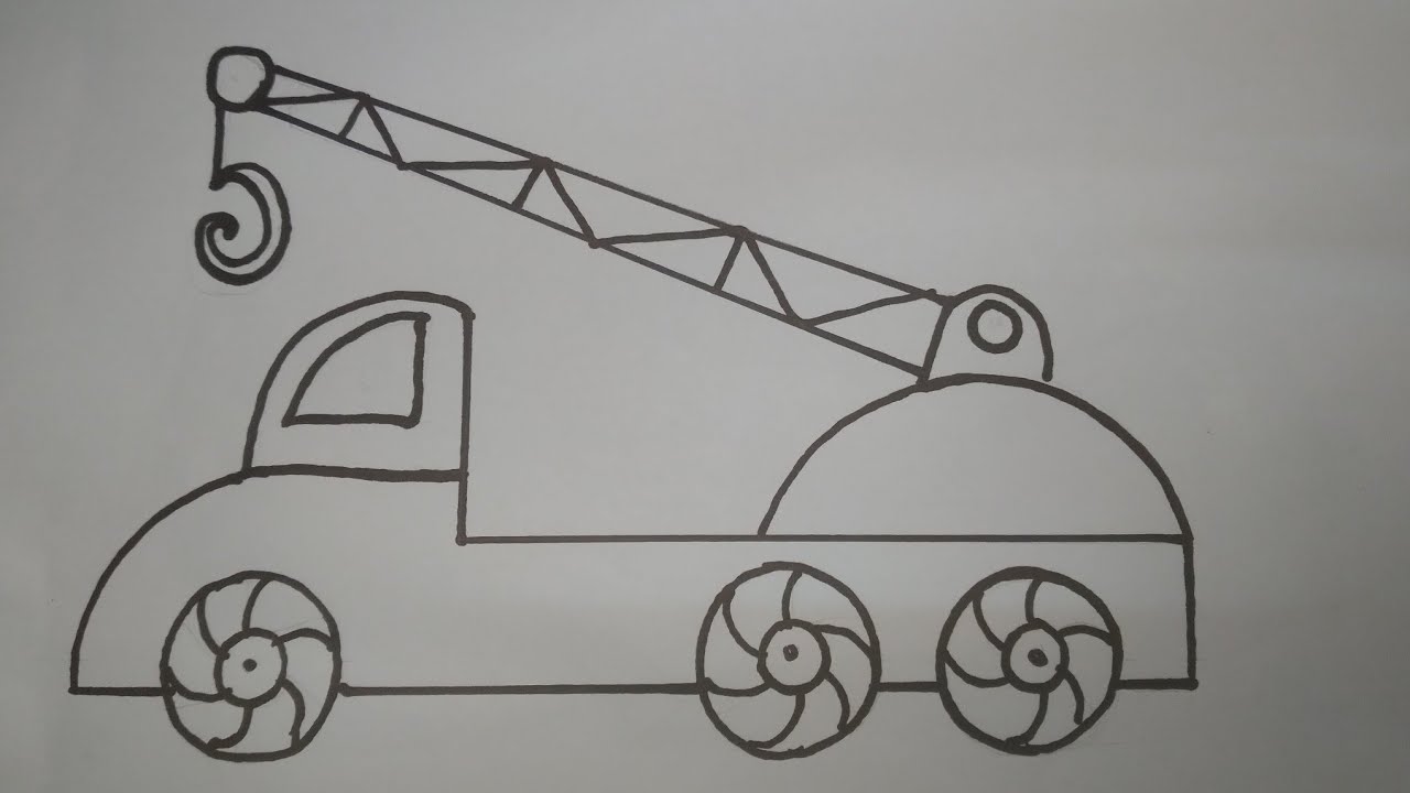 Crane truck drawing/very easy drawing and colouring/Step by step for ...