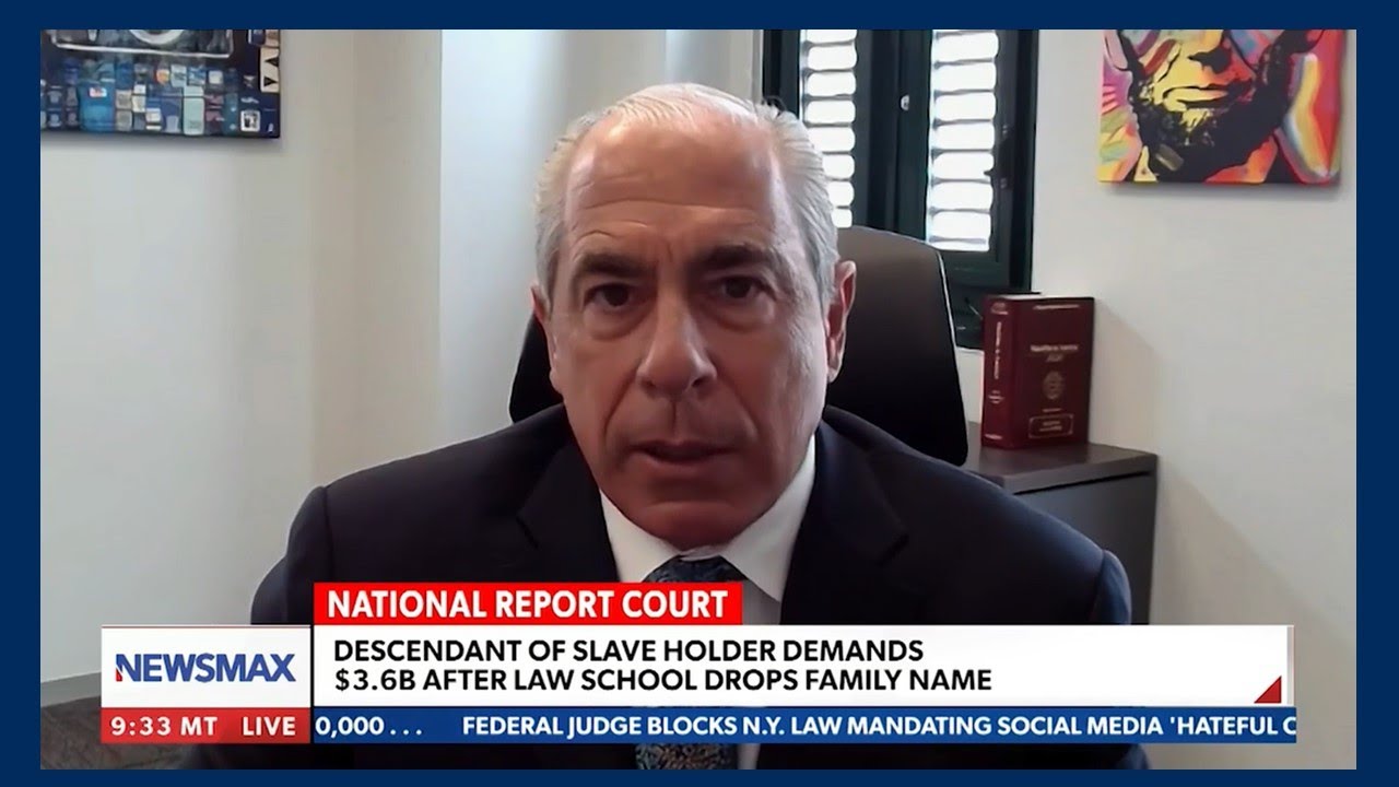 Hunter Shkolnik on Newsmax: University Drops Slaveholder Name from Law ...