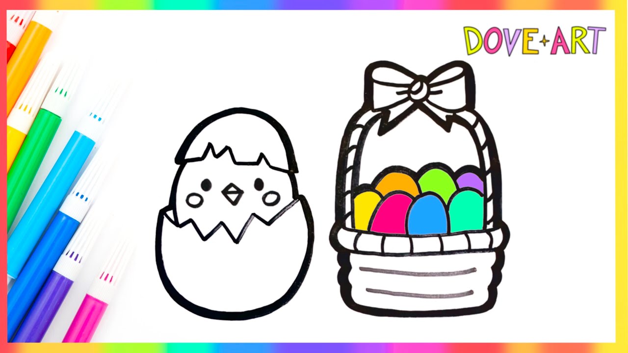 Easter Drawing and Colouring for Kids and Toddlers || How to Draw a ...