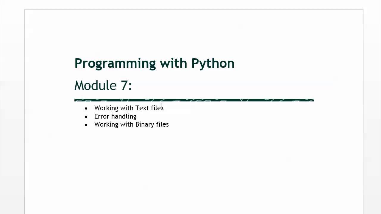 Python Module 07 01 Overview - YouTube