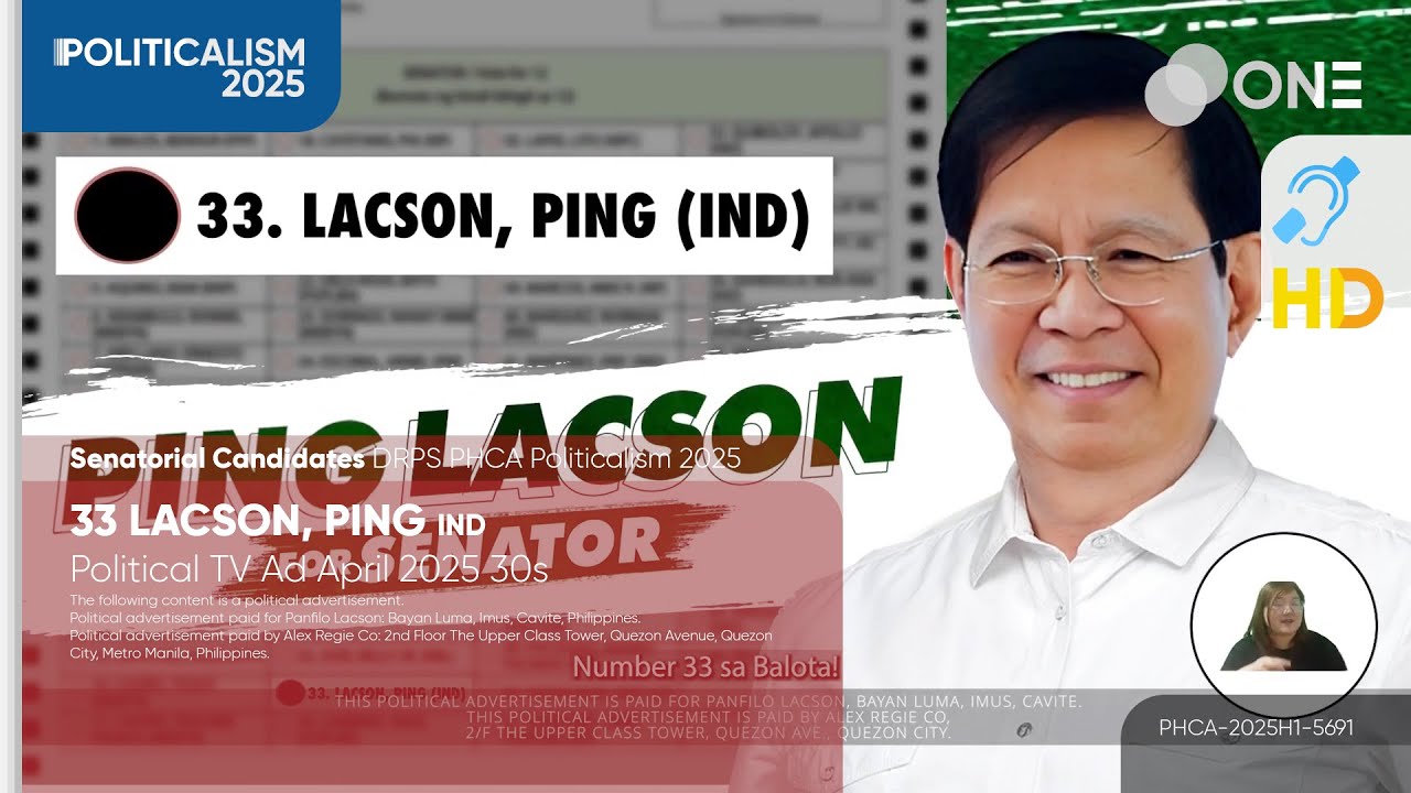 LACSON, PING (IND) Political TV Ad April 2025 30s [BCC/HD] - YouTube