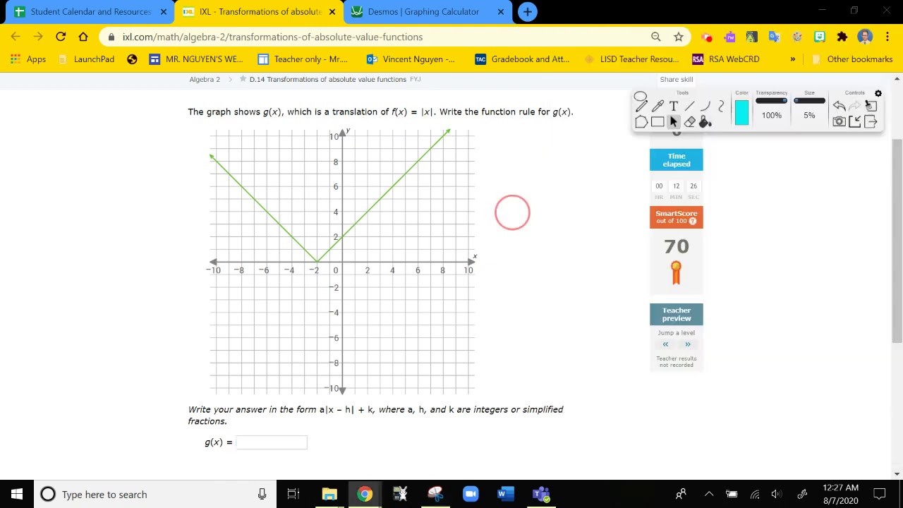 Transformations of abs val fxns IXL tutorials - YouTube