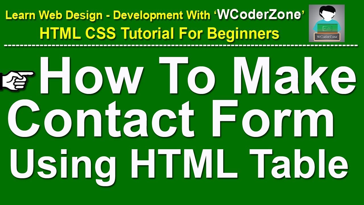 How to Make html Contact Form using html Table - html css tutorial ...